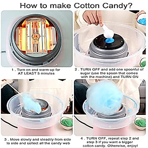 Reespring Cotton Candy Machine - Cotton Candy Maker With Splash Prevention Bowl For Home Use – Comes with Sugar Scoop and 20 Candy Sticks - Pink