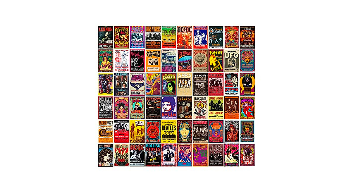 60 Vintage Rock Band Posters for Retro Music Room Decor
