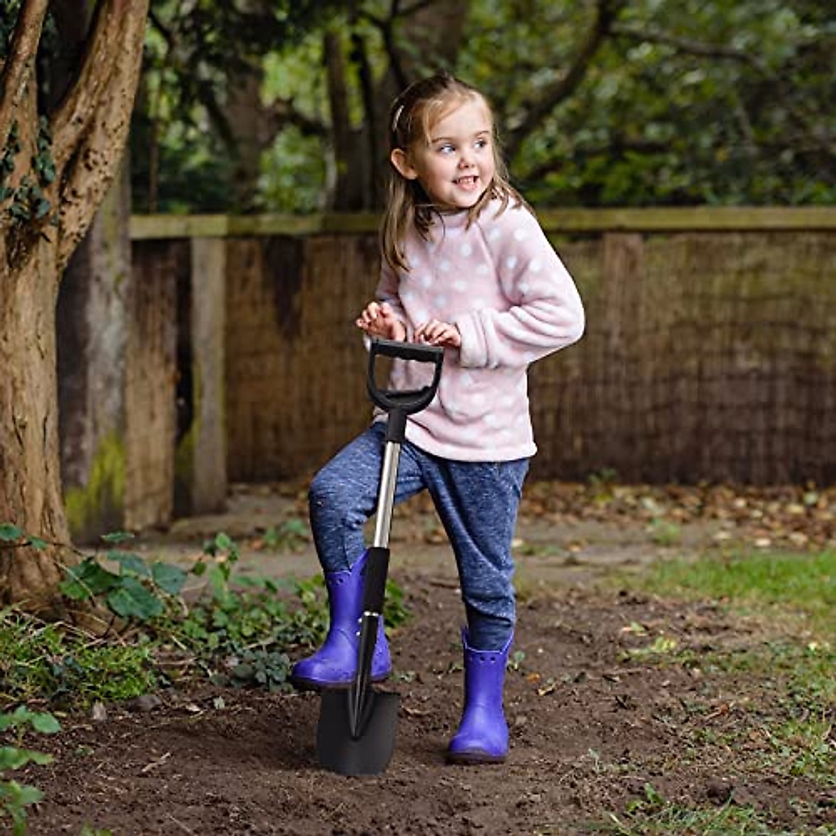 Shovels for Digging ,31 inch Long & 1-1/4inch Diameter with Curved D -Shaped Handle Heavy Duty Car Shovel, Suitable for Excavation Camping Car Gardening.