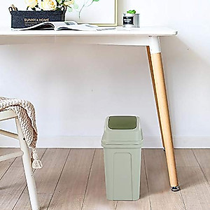 Asking 1.8 Gallon Small Trash Can with Swing-top Lid, Plastic Garbage Bin, Green