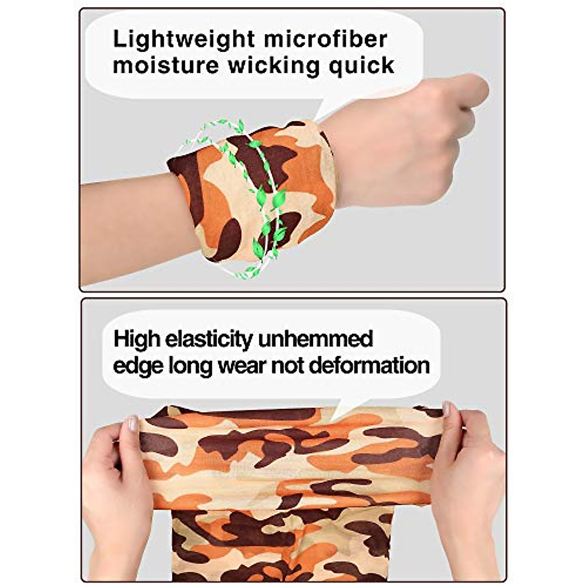 10 Pieces Seamless Bandanas Face Cover Magic Scarf Neck Gaiter Seamless Dustproof Neck Warmer Headbands (Camouflage Style)