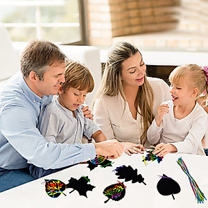 50 Pcs Scratch Art for Kids Fall Leaves, Fall Crafts for Kids Rainbow Scratch Paper for DIY Craft Autumn Decoration DIY Crafts Halloween Thanksgiving Gift