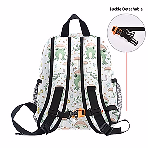 JUNZAN Frog and Mushrooms Mini Backpack for Boys Girls Kid Toddler Preschool Bookbag Student Bag Travel Daypack