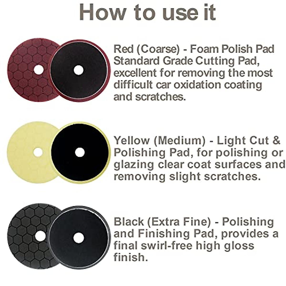 MAXXT Buffing Polishing Pads 7 Inch Compound Buffing Sponge Pads Car Detailing Kit Work with 6 inch 150mm Backing Plate