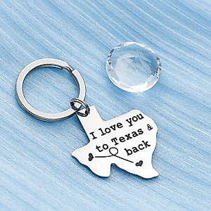I Love You to Texas and Back Keychain Boyfriend Girlfriend Long Distance Relationship Gift Going Away Gifts Friendship (Keychain)