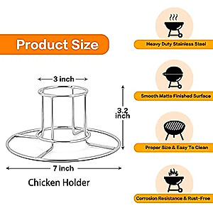 HaSteeL Beer Can Chicken Holder 3Pcs, Includes Stainless Steel Vertical Chicken Roaster Stand Rack, Heavy Duty Roasting Drip Pan & Silicone Oil Brush, Great for Smoker Grill Oven BBQ, Dishwasher Safe