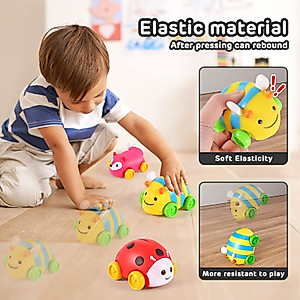 XQW Baby Toys Soft Cars for Toddlers 1-3,Rubber Toy Cars for 1+ Year Old Boys Girls,6pcs Push and go Toys car with 57"*38.5" playmat,Toddler Educational Toys Cars Gift for 1 2 3 4 Year Old boy Girl