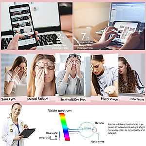 HEALSUN Blue Light Blocking Glasses for women/men 3Pack Computer Reading/Gaming/TV/Phones Glasses Anti Eyestrain (Black + Transparent+pink)