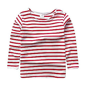 Kids Baby Girl Boy T-Shirt Long Sleeve Stripe Shirts Tops Toddler Fashion Basic Tee Blouses Outfits (Red, 6T)
