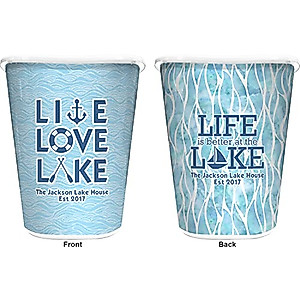 YouCustomizeIt Live Love Lake Waste Basket - Double Sided (White) (Personalized)