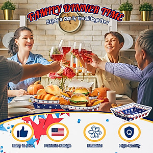 Sieral American Flag Paper Food Tray Independence Day Dinnerware Party Decorations Red White and Blue Paper Hot Dog Trays Patriotic Theme Candy Food Serving Trays for 4 of July Supplies (100 Pcs)