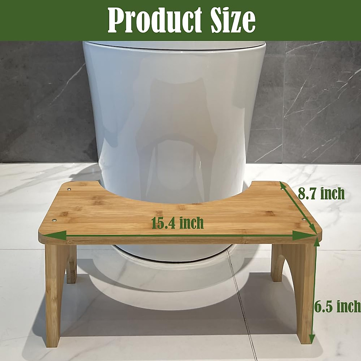 Bamboo Toilet Stool for Adults, Poop Stool, 6.5" Bathroom Stool for Adults Children,Toilet Potty Stool, Portable Potty Stool with Non-Slip Mat,Portable Toilet Assistance Step Stool,Healthy Gifts