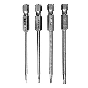 Hex Bit Set 4in1, SKZIRI Hex Head 1.5, 2.0 2.5 3.0mm Allen Wrench Drill Bit Set 1/4" Hex Shank 3inch Long Screwdrivers Bit for RC Repair Electric Screwgun/Power Drill RC Hobby Tool Kit