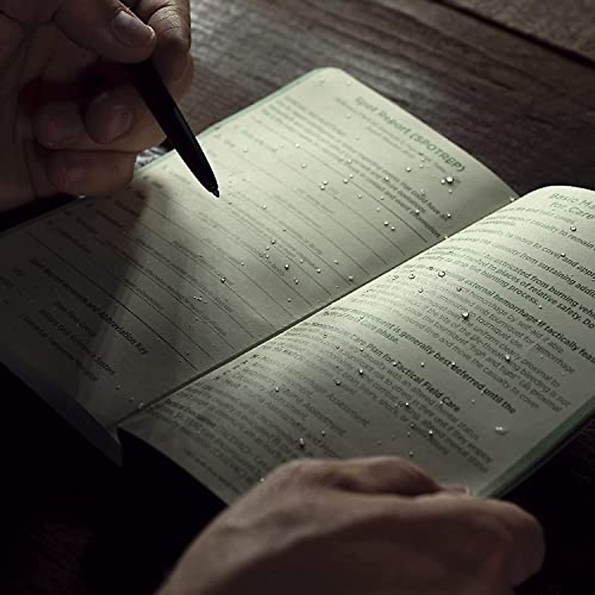 Rite In The Rain Weatherproof Tactical Field Notebook, 4 5/8" x 7", Green Cover, Universal Pattern with Reference Materials (No. 980), One Size (980L)