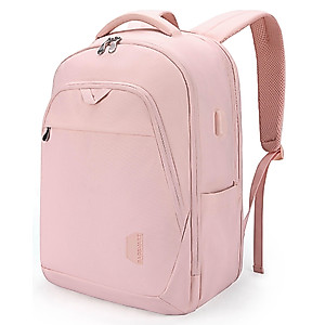BAGSMART Travel Backpacks Laptop Backpack 17.3 Inch Notebook Water Resistant Casual Daypack Super Large Bags for Business Work Computer Bag School College Bookbag Women Girls Pink