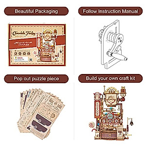 Rowood 3D Puzzles for Adults, Marble Run Wooden Model Kits for Adults, DIY STEM Mechanical Building Set, Birthday for Teens Boys Age 14+ - Chocolate Factory