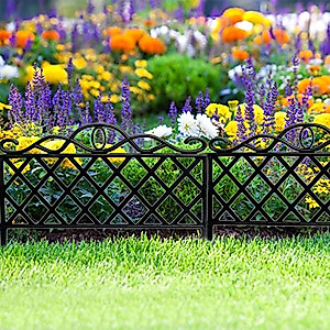 Haokaini Decorative Garden Fence 14in(H) x18.5in(L) Dog Pet Animal Barrier Landscape Fencing Border Fence Panel Flower Edging for Outdoor Yard Patio Flower Bed