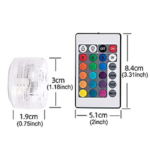 EMVANV Submersible Led Lights, Mini Underwater Light 3 LED RGB Tea Lights Candles, Hot Tub Pond Lights with Remote for Fountain Aquariums Vase Garden Party(6pcs)