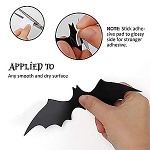 Coogam 60PCS Halloween Bats Decoration, 4 Different Sizes Realistic PVC Black 3D Scary Bat Sticker for Home Decor DIY Wall Decal Bathroom Indoor Hallowmas Party Supplies