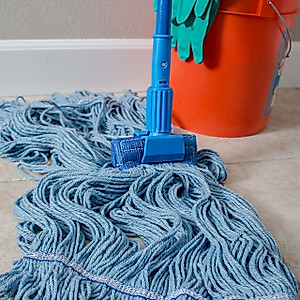 Carlisle FoodService Products 36947500 Fiberglass Jaw Style Mop Handle, 1" Diameter x 60" Length, Blue