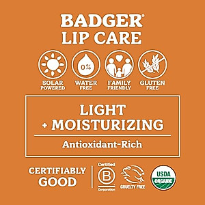 Badger Unscented Classic Lip Balm, 100% Organic Lip Balm for Sensitive Lips, Long Lasting Lip Moisturizer w/Light Silky Texture, 4 Pack