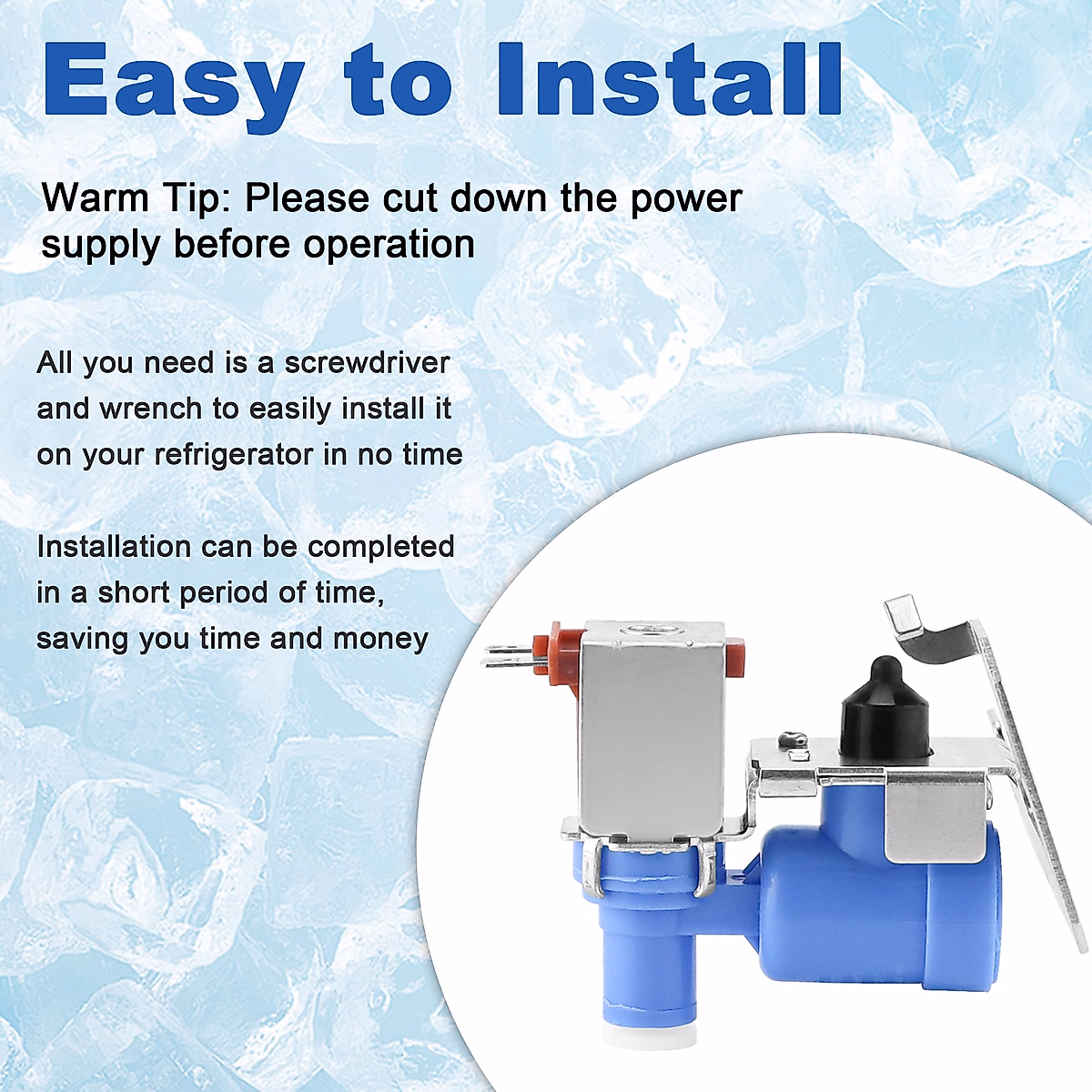 WR57X10033 riv-11ae-2 Refrigerator Icemaker Water Inlet Valve Compatible with G-E Hot-point Ken-more 1/4" Inlet Fitting Icemaker Water Inlet Valve Replaces WR57X0093-1 Year Warranty By Fetechmate