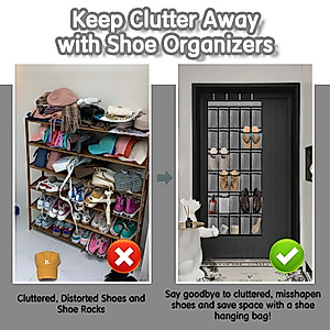 30 Compartment Breathable Mesh Pocket Over the Door Hanging Shoe Organizer, Closet Shoe Organizer, Large Men's and Women's Shoe Organizer, Hanging Over the Door Shoe Organizer (Gray)