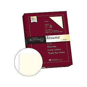 Southworth 100% Cotton Resume Paper, ivory, 8 1/2 in x 11 in (SOURD18ICF)
