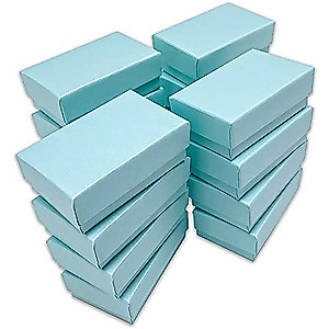 TheDisplayGuys 100-Pack #21 Cotton Filled Cardboard Paper Jewelry Box Gift Case - Pearl Teal (2 5/8" x 1 5/8" x 1")