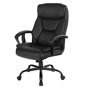 Giantex 500 lbs Big and Tall Office Chair, Massage Executive Chair w/ 6 Vibrating Points, Wide Seat Large Leather High Back Computer Task Desk Chair, Comfortable Headrest, Padded Armrest
