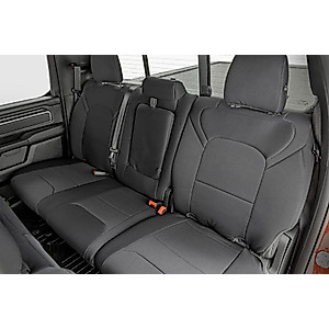 Rough Country Neoprene Seat Covers for Dodge Ram 1500 (2019-2024) - UV & Water Resistant Ram Seat Covers, Foam Padded Seat Covers for Trucks Full Set - Front & Rear Seat Covers
