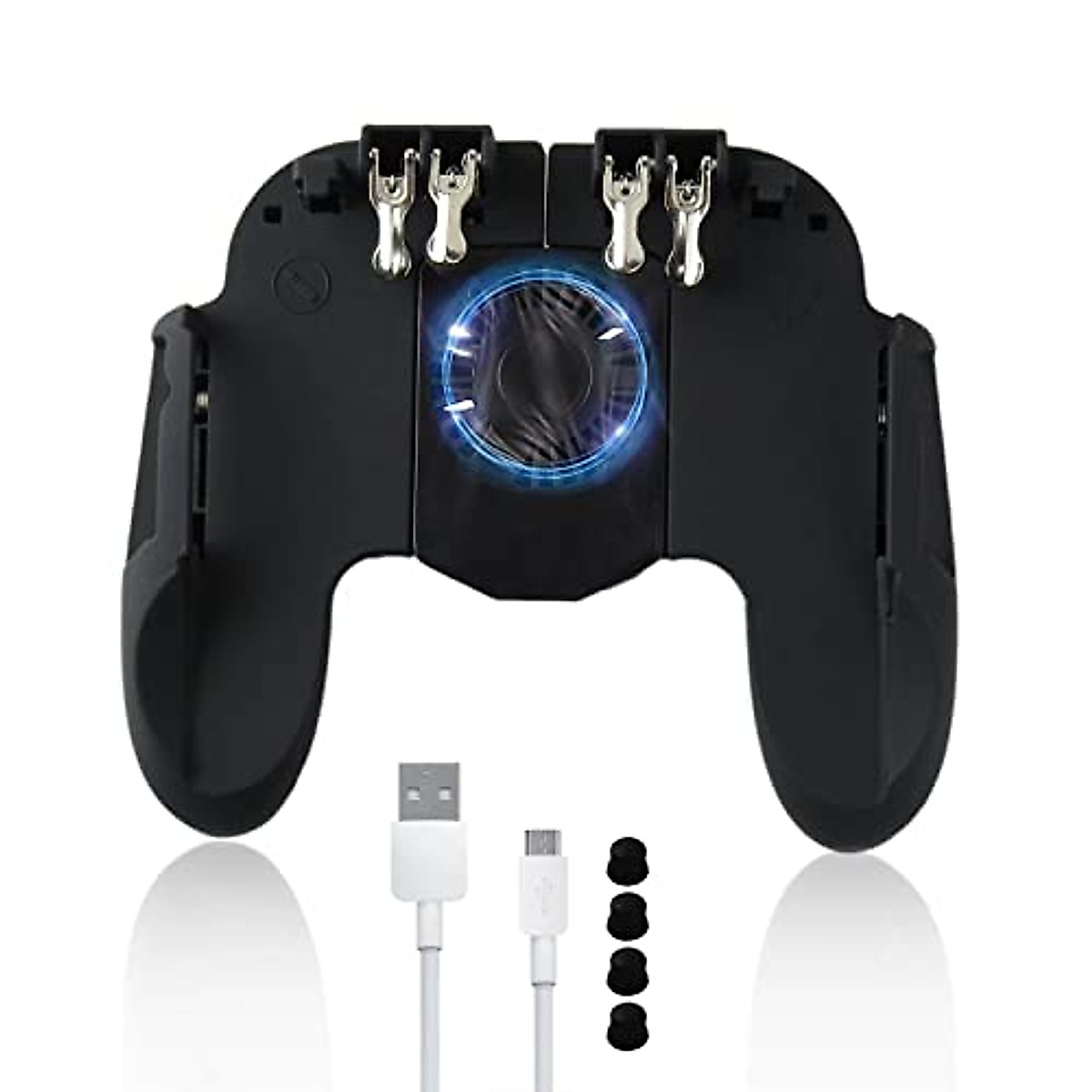 Mobile Game Controller with Cooling Fan/Phone Holder, Phone Gamepad for Tomoda L1R1 Mobile Triggers for 4.7”-6.5” iOS Android Phones