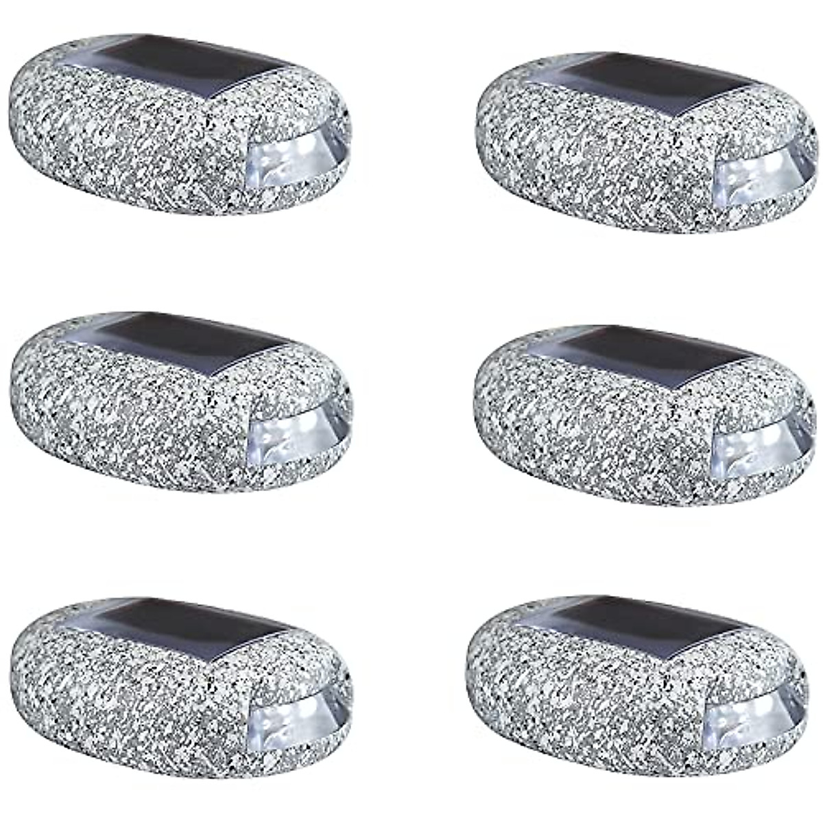HULPPRE 6-Pack Solar Rock Lights,Decorative Stone Pathway Lights IP65 Waterproof Solar Deck Dock Lights,Step Lights,Solar Ground Lights,Road Studs/Markers for Sidewalk,Driveway,Pool