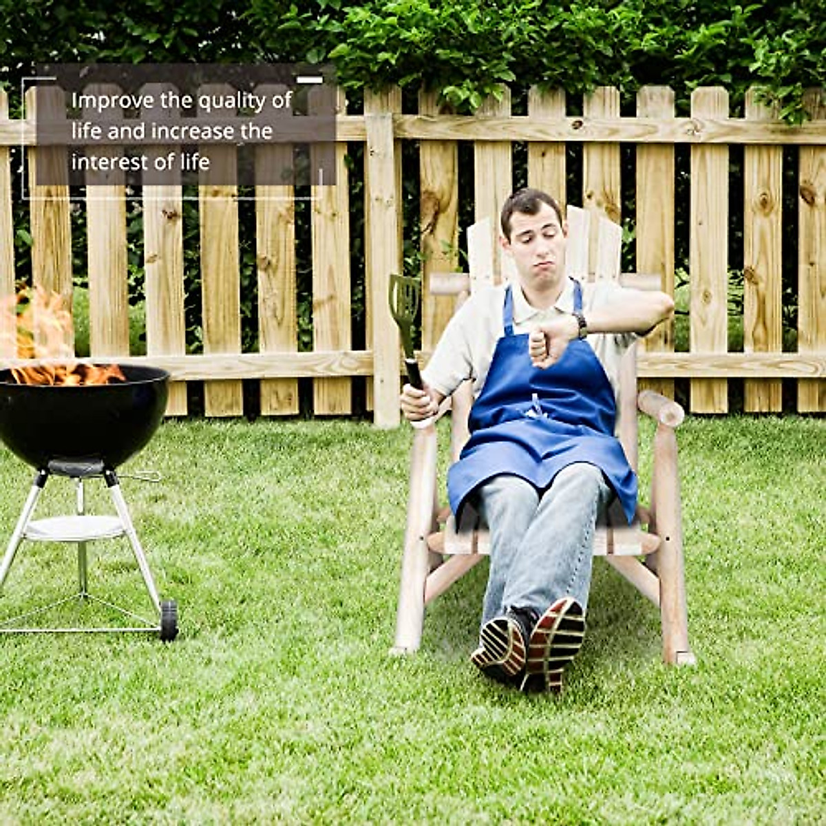 Garden Outdoor Wooden Rocking Chair, Outdoor Adirondack Rocker Chair, Indoor/Outdoor Wood Rocking Chair, Outdoor Wooden Porch Rocking Bench, with Armrest, for Patio, Balcony, Poolside (Natural)