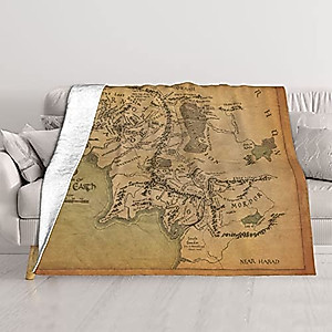 Blanket Middle Vintage Map Flannel Throw Blankets Super Soft Warm Lightweight Fuzzy Blanket for Couch Bed Travel All Season 80"x60"
