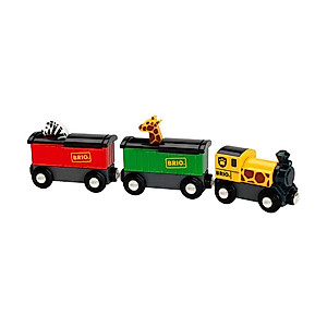 BRIO World - 33722 Safari Train | Interactive Toy Train Set for Kids Age 3 and Up | Environmentally Conscious | Engine and Animal Wagons Included