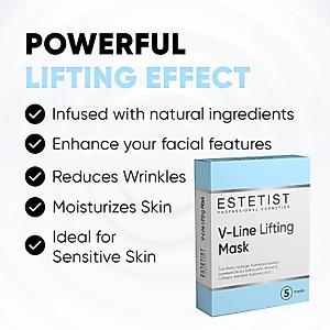ESTETIST V Shaped Slimming Face Mask, Face Lift Tape Tightening Mask Anti Aging Anti Wrinkle Firming Jawline Slimmer V Line Lifting Belt Face Patch For Firming and Tightening Skin (5 Pack)