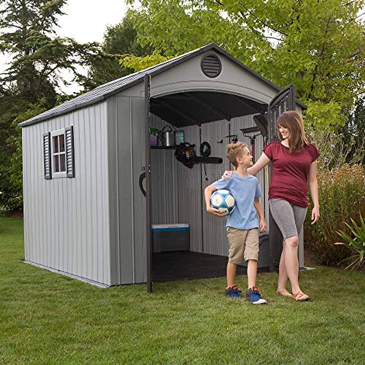 Lifetime 60202 8 x 10 Ft. Outdoor Storage Shed, Gray