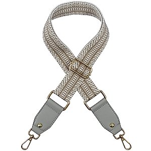 Duwi Wide Purse Strap Jacquard Guitar Style Strap Multicolor Canvas Adjustable Crossbody Bag Strap(Grey,brownwhite, Transverse)