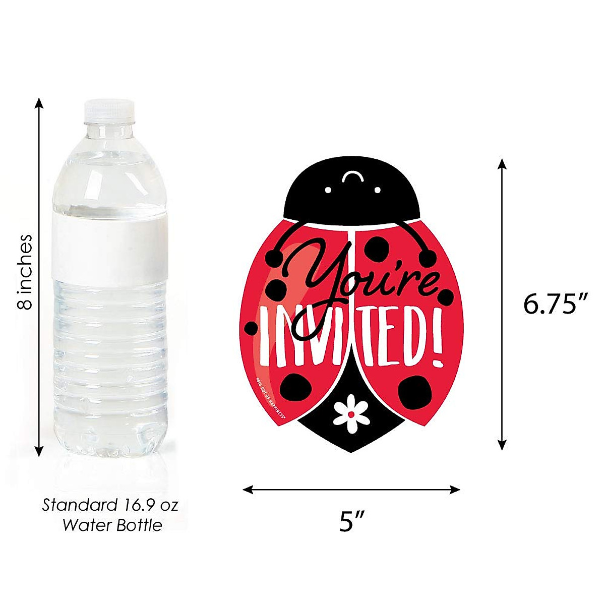 Big Dot of Happiness Happy Little Ladybug - Shaped Fill-In Invitations - Baby Shower or Birthday Party Invitation Cards with Envelopes - Set of 12