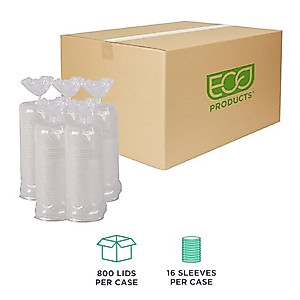 Eco-Products Compostable Coffee Cup Lids, Case of 800, White EcoLid, Fits 8oz Hot Cups, Made from PLA Plastic, A Renewable Material Made from Plants, ASTM, BPI-Certified