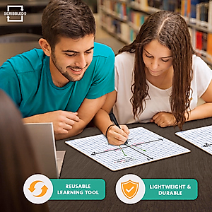 Scribbledo Dry Erase XY Axis Graph Lap Boards 9” X 12” for Student and Classroom Use Math White Board Double Sided White Board