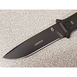Custom Engraved Gerber Strongarm Black Plain Edge Fixed Blade Knife