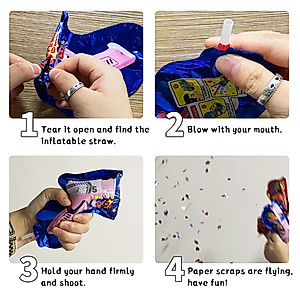 ZAKVOOR 24PCS Inflatable Fireworks Gun Party Toys Confetti Fireworks Handheld Confetti Poppers with Novelty Design Party Supplies for Birthday Christmas Wedding Graduation