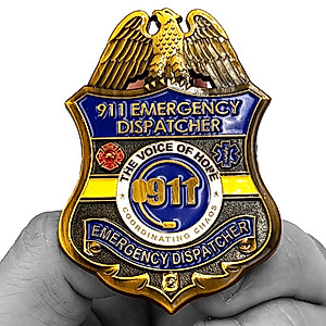 GL8-001 911 Emergency Dispatcher Fire Police EMT Thin Gold line Challenge Coin