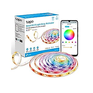 TP-Link Tapo RGBWIC Smart LED Light Strip 16.4Ft, 1000 Lumens, 16M Dimmable Colors, 50 Color Zones, Works w/ Apple HomeKit/Alexa/Google Home, Sync-to-Sound, IP44 PU Coating, Trimmable (Tapo L930-5)