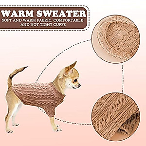 KONUNUS Knitted Small Dog Sweater Warm Dog Jumper Coat Puppy Winter Clothes for Dogs Cats, Khaki