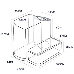 Sooyee Acrylic Desk Supplies Organizer Holder, 3 Compartments Office Desktop Caddy, Multi-function Pen Pencil Cup Phone Remote Control Stationery Storage Box for Home, School, Classroom, Clear