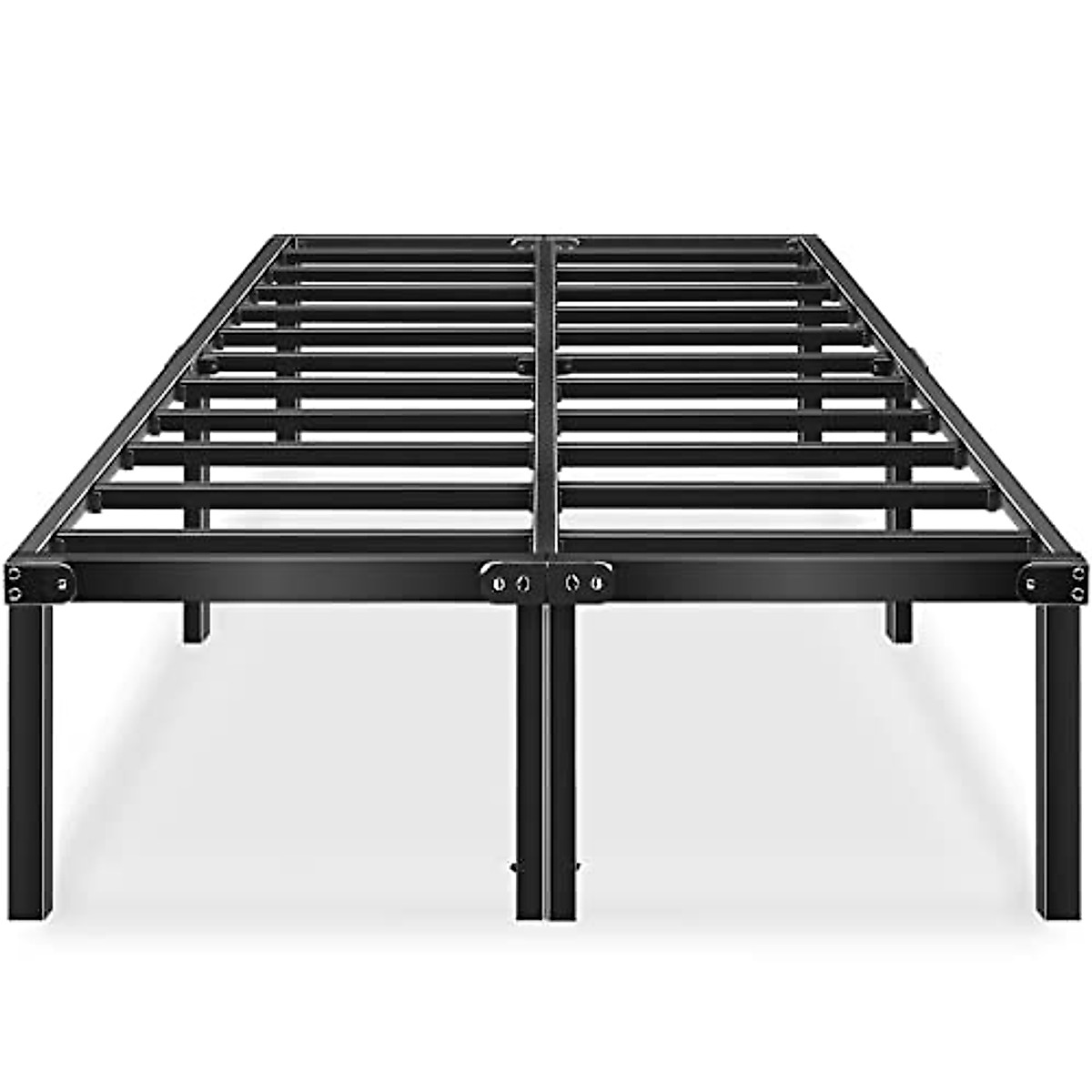 HAAGEEP 18 Inch Full Bed Frame No Box Spring Needed Metal Platform Bedframe with Storage for Kids High Tall Black