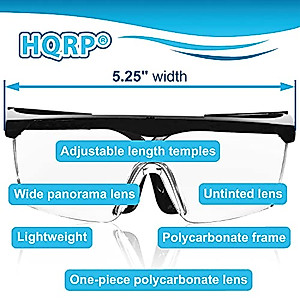 HQRP Clear Tint UV Protective Safety Glasses Goggles for Lab Chemistry courses Science class in School High School College Laboratory work etc.